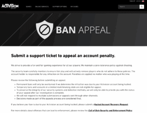 Activision Account Ban Appeal Procedure - GadgetMates