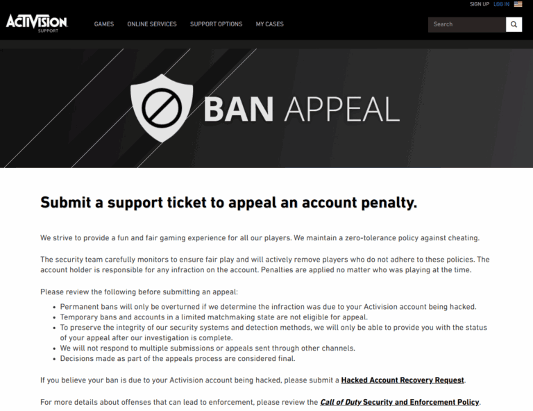 Activision Account Ban Appeal Procedure - GadgetMates