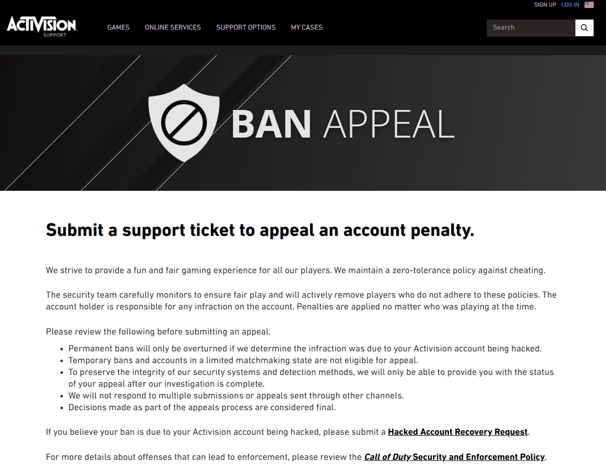 Activision Account Ban Appeal Procedure - GadgetMates